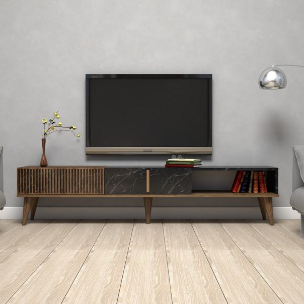 HANAH HOME TV polica Milan Walnut Black