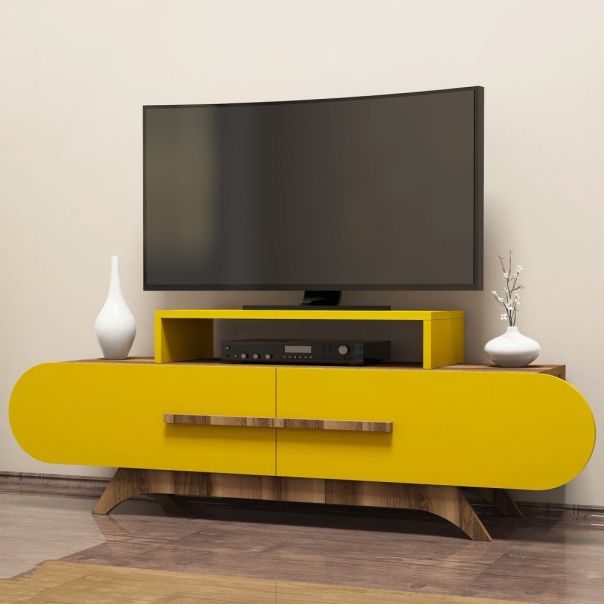 HANAH HOME TV polica Rose Walnut Yellow