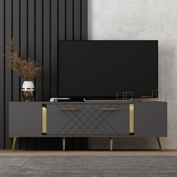 HANAH HOME TV polica Detas Anthracite Gold