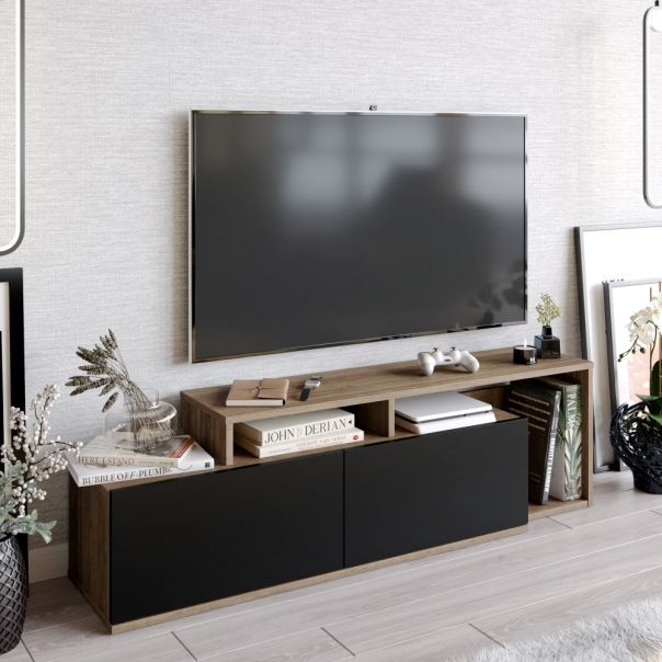 HANAH HOME TV polica Nexera Walnut Black