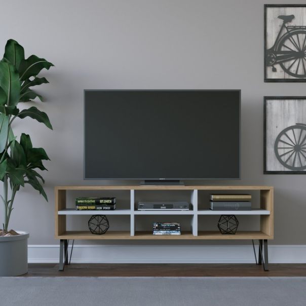 HANAH HOME TV polica Judd Oak White