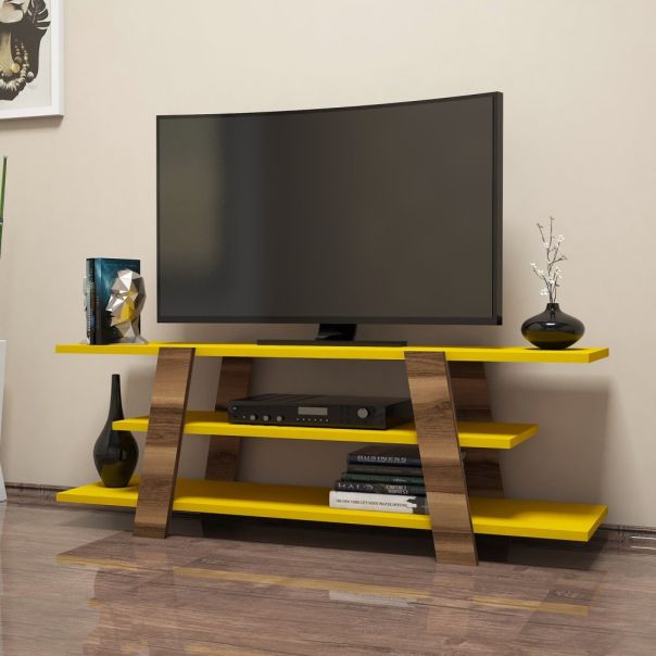 HANAH HOME TV polica Flower Walnut Yellow