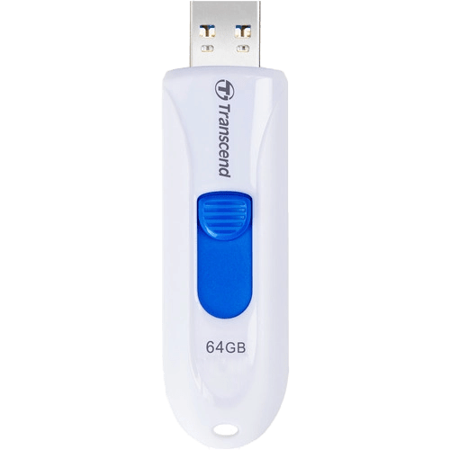 Transcend TS64GJF790W USB 64GB, JetFlash 790W, USB3.1, 100/30 MB/s, Retractable, White/Blue