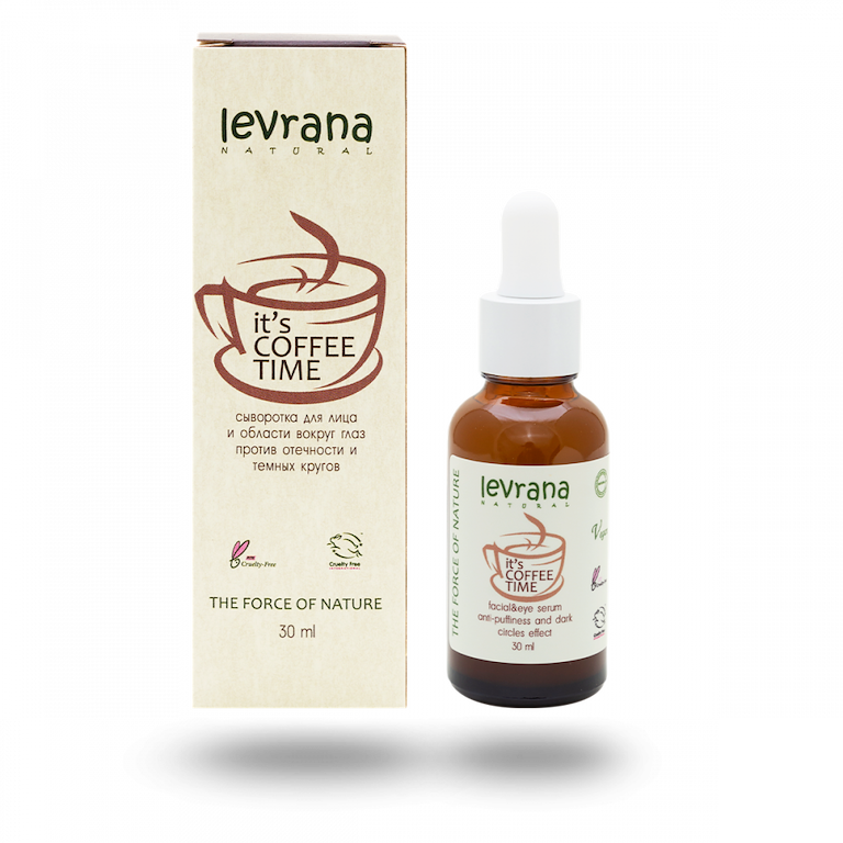 LEVRANA serum za lice i predeo oko očiju protiv otoka IT’S COFFEE TIME 30 ml organic certified