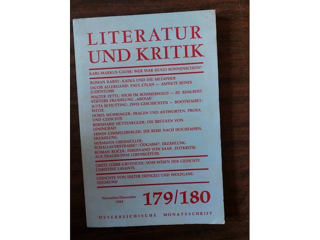 Literature  und kritik 179/180