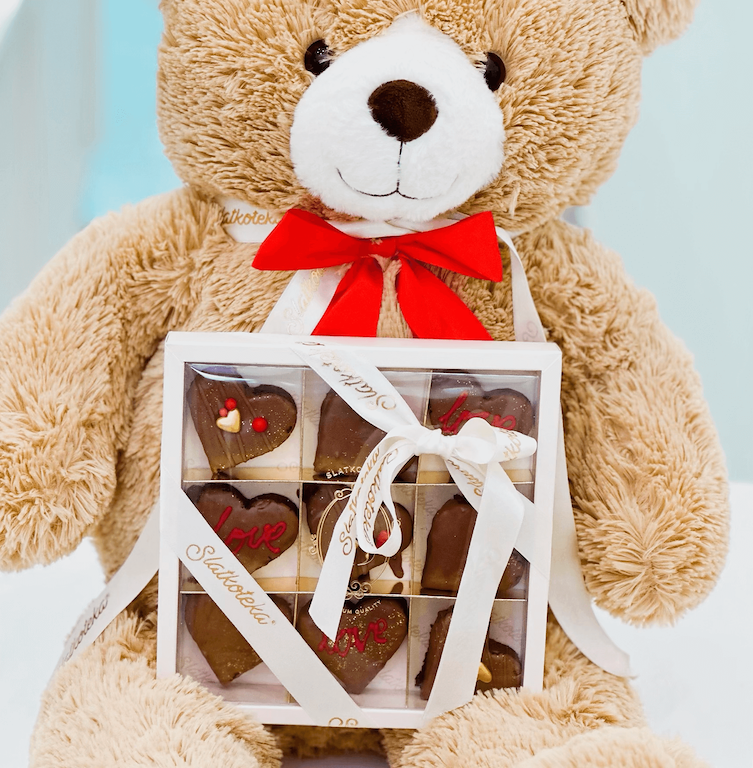 Valentines poklon paket 3 (sa medom 80cm i brownie zaljubljenim zalogajima)