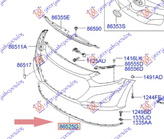 SPOJLER PREDNJEG BRANIKA (O) HYUNDAI i30 5D (2012-2014) (OEM: 86590-A6000, 86590A6000)