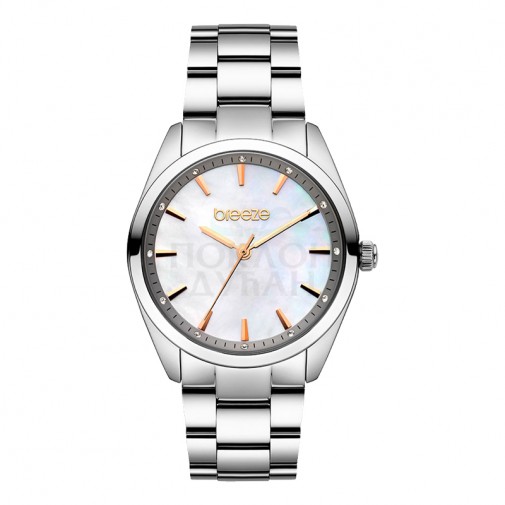 Ženski Breeze Finesse Crystal Beli Srebrni Modni Ručni Sat Sa Metalnim Kaišem