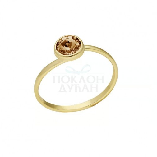 ŽENSKI VICTORIA CRUZ BASIC XS LIGHT TOPAZ GOLD PRSTEN SA SWAROVSKI KRISTALOM