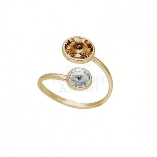 ŽENSKI VICTORIA CRUZ BASIC XS DOUBLE LIGHT TOPAZ GOLD PRSTEN SA SWAROVSKI KRISTALIMA