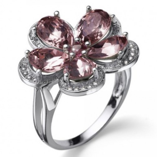 ŽENSKI OLIVER WEBER FIORE LIGHT ROSE PRSTEN SA SWAROVSKI KRISTALIMA M