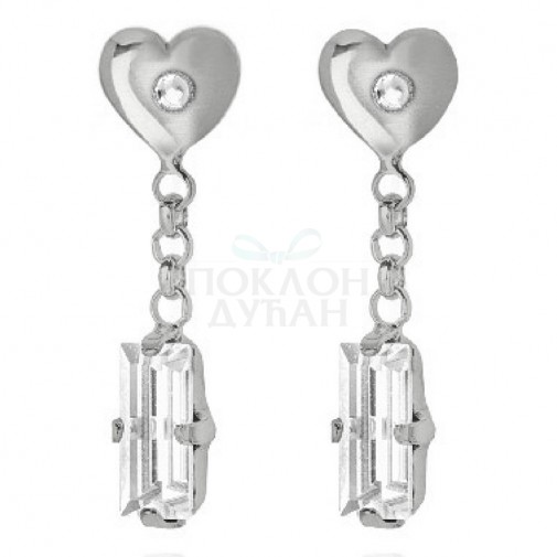 ŽENSKE VICTORIA CRUZ SAN VALENTIN CRYSTAL SREBRNE MINDJUŠE SA SWAROVSKI BELIM KRISTALIMA