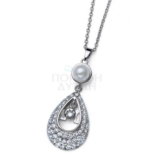 ŽENSKI OLIVER WEBER EMBLEM PEARL WHITE ZIRCON LANČIĆ SA BELOM SWAROVSKI PERLOM