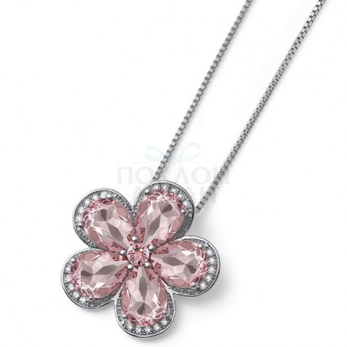 ŽENSKI OLIVER WEBER FIORE LIGHT ROSE LANČIĆ SA SWAROVSKI ROZIM KRISTALNIM PRIVESKOM