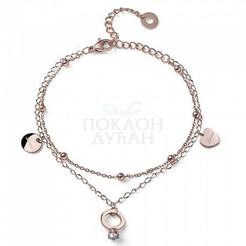 ŽENSKA OLIVER WEBER CONNECTED ROSEGOLD WHITE ZIRCON NARUKVICA SA SWAROVSKI CIRKONIMA