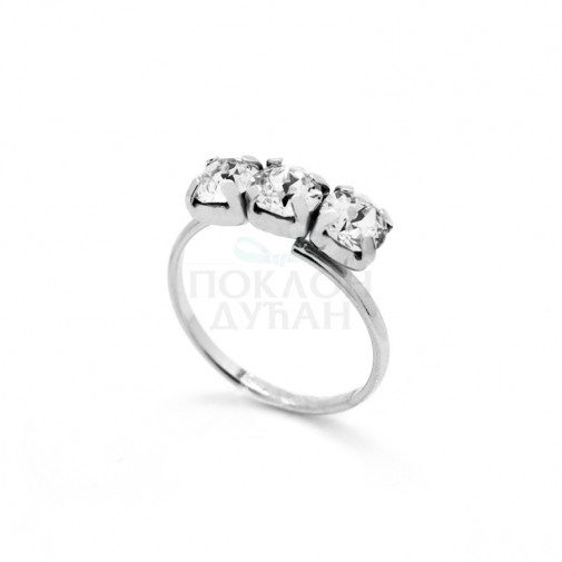 Ženski Victoria Cruz Celine Tree Minis Crystal Prsten Sa Swarovski Belim Kristalom