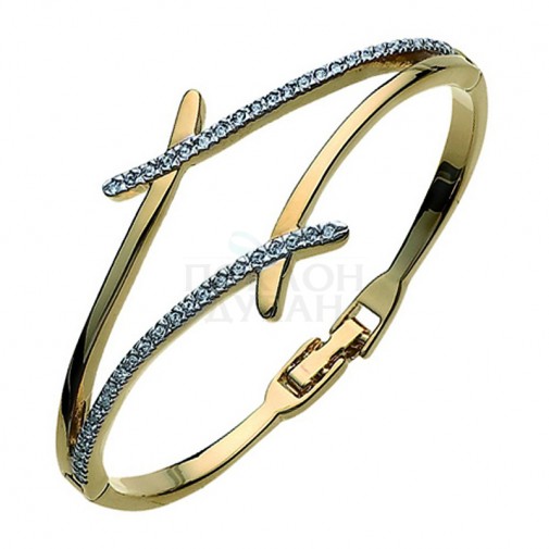 Ženska Oliver Weber Bangle Divide Gold Crystal Narukvica Sa Swarovski Belim Kristalom