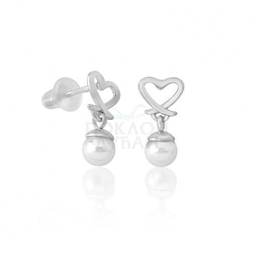 Ženske Majorica Motiv Pearl Drop Bele Srebrne Minđuše 4 mm