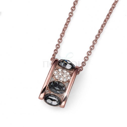 Ženski Oliver Weber Style Rosegold Silver Night Lančić Sa Swarovski Crnim Kristalnim Priveskom