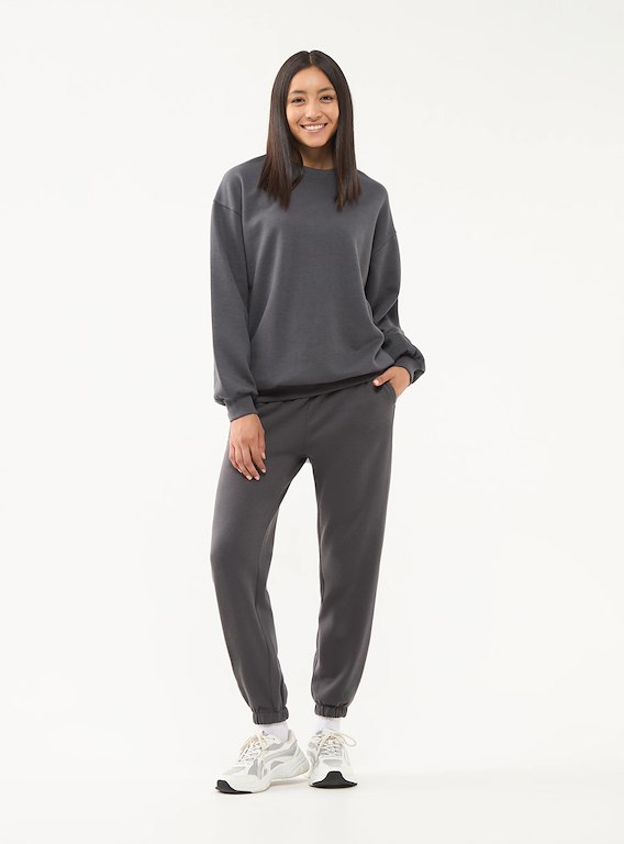 High-waisted jogging bottoms in single-colour fabric Tamnosiva