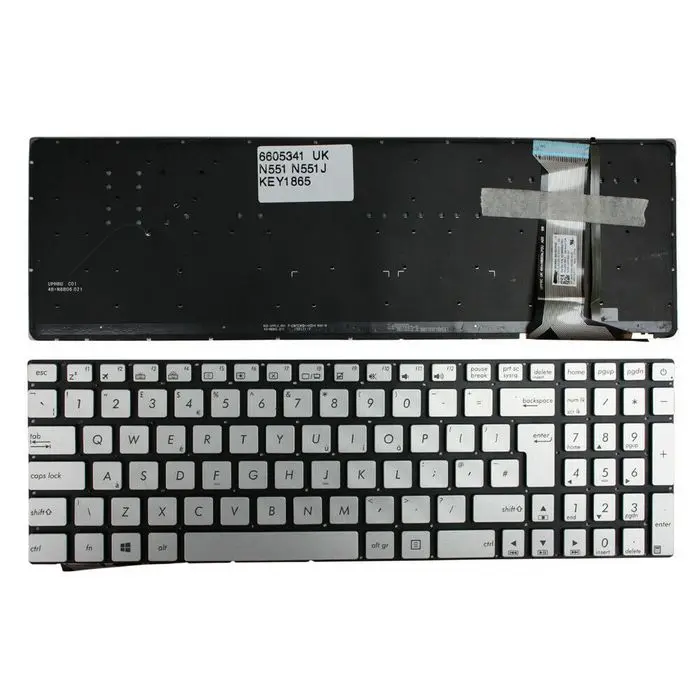 Tastatura za laptop Asus N551 N551J N551JB N751J N751JK N751JX siva