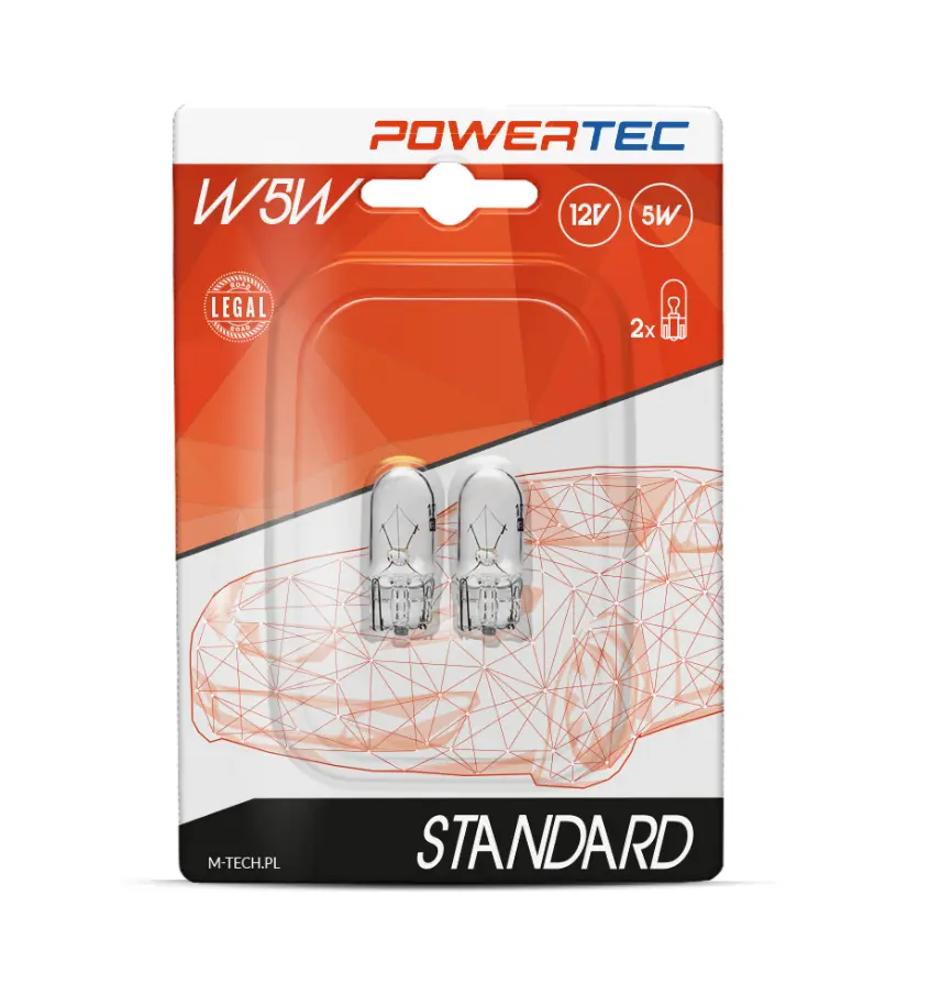 M-TECH Set 2 sijalice 12 V 5 W W2,1X9.5D Blister Standard Powertech