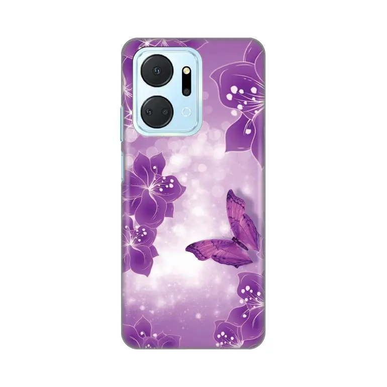 Maska za telefon Silikonska Print za Honor X7a Butterfly And Flowers