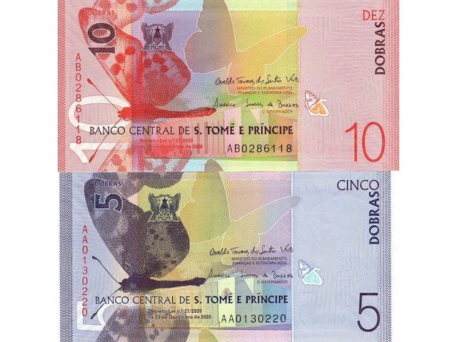 Sao Tome e Principe 5 i 10 Dobras 2020 UNC, Papirne