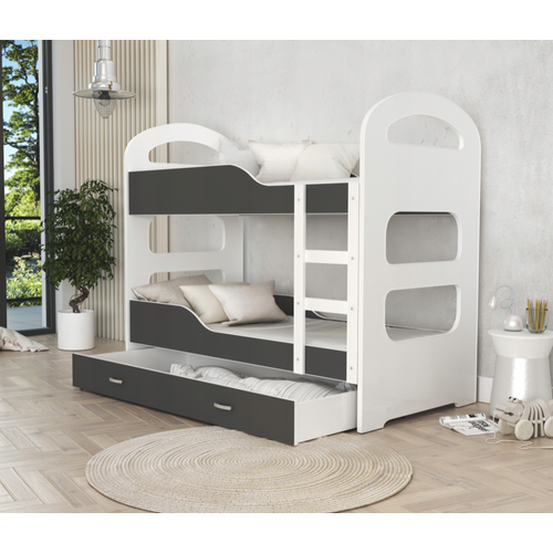 Drveni Dečiji Krevet Na Sprat Dominik Sa Fiokom - 160x80 - Sivi