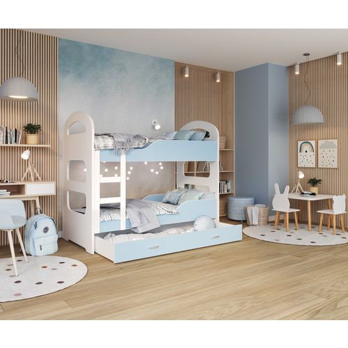 Drveni Dečiji Krevet Na Sprat Dominik Sa Fiokom - 190x80 - plavi