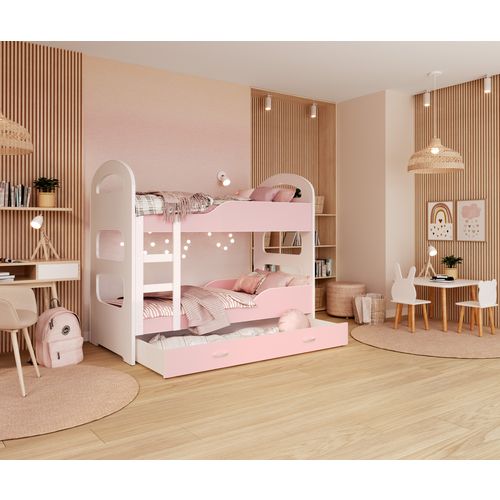 Drveni Dečiji Krevet Na Sprat Dominik Sa Fiokom - 190x80 - Rozi
