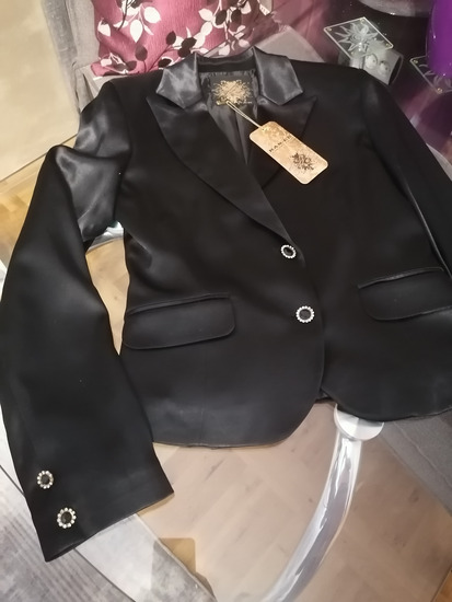 %%% NOVO crni komplet sako/suknja lux saten