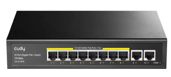 Cudy GS1010PE 8-Port Gbit PoE+ Switch with 2 Gbit Uplink Ports 120W, steel case