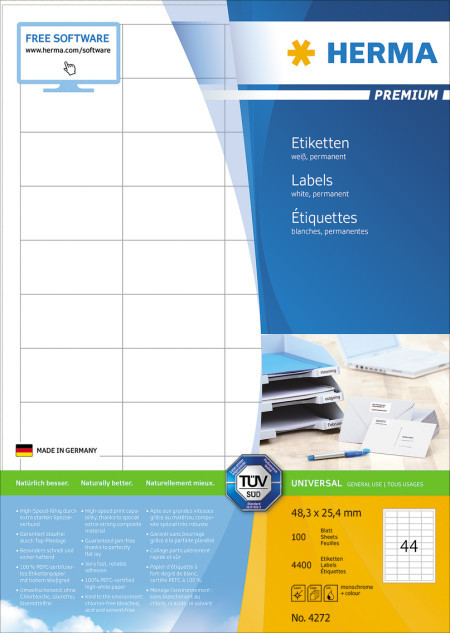 Herma etikete 48,3x25,4 A4/44 1/100 bela ( 02H4272 )