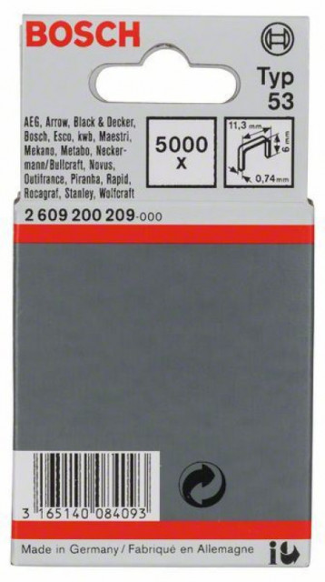 Bosch spajalica od tanke žice tip 53 11,4 x 0,74 x 6 mm ( 2609200209 )