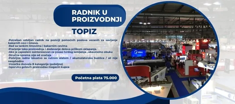 Radnik U Proizvodnji – TOPIZ Puno radno vreme