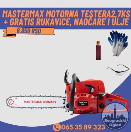 MASTERMAX Motorna testera 2,7KS + Gratis Rukavice, Naočare i Ulje