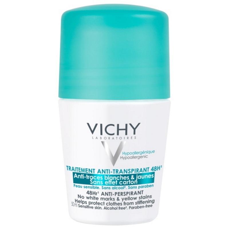 VICHY DÉODORANT Roll-on dezodorans za regulaciju prekomernog znojenja do 48h bez belih tragova i žutih fleka, 50 ml