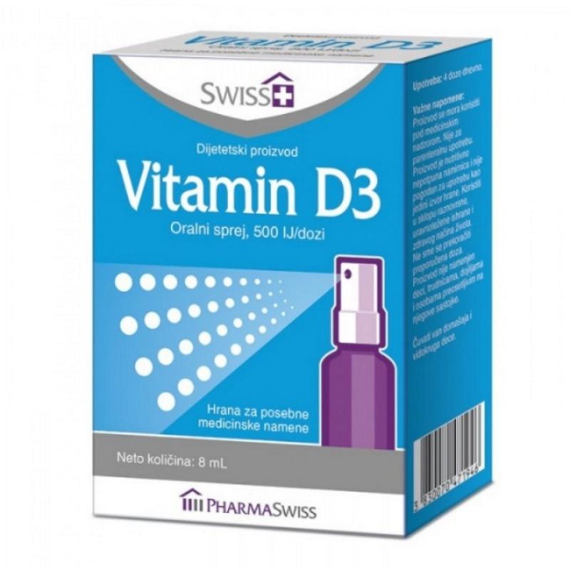 Swiss plus vitaminD3 sprej 500 IJ 8ML