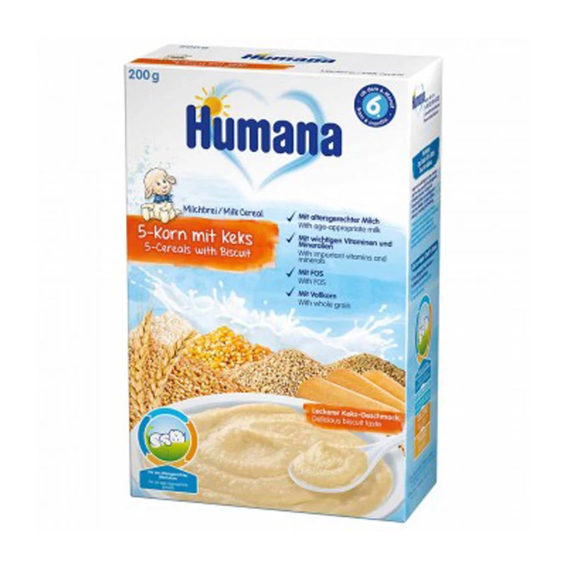 Humana mlečna instant kaša 5 žitarica i keks 200g