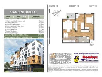 Trosobni stanovi 52m, 61m, 65m,69m, 74m u izgradnji Liman V