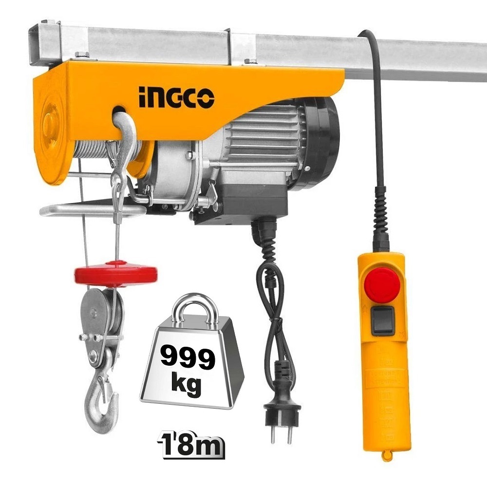 INGCO električna dizalica sa sajlom EH10001, 1600W; 999 kg-9m/ 500kg- 18 m/