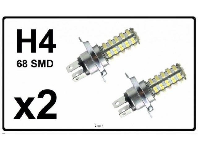 H4 LED Sijalica - 68 SMD dioda - 2 kom