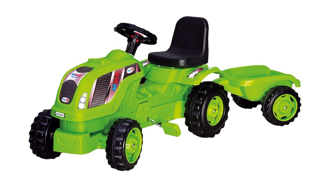 Traktor sa prikolicom jednobojni, zeleni