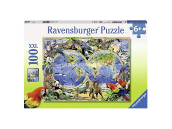 Ravensburger puzzle (slagalice) - Mapa sveta sa životinjama