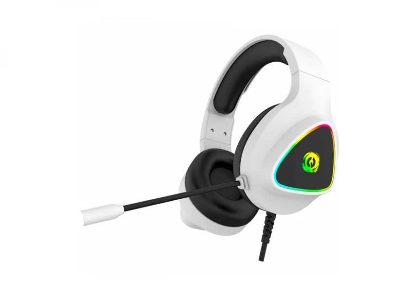 CANYON Shadder GH-6, RGB gaming headset with Microphone, Microphone frequency response: 20HZ~20KHZ, ABS+ PU leather, USB*1*3.5MM jack plug, 2.0M PVC cable, weight: 300g, White