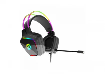 CANYON Darkless GH-9A, RGB gaming headset with Microphone, Microphone frequency response: 20HZ~20KHZ, ABS+ PU leather, USB*1*3.5MM jack plug, 2.0M PVC cable, weight:280g, black