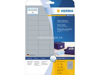 Herma etikete 45,7X21,2 A4/48 1/25 srebrna ( 02H4097 )