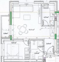 Veternik-Lep Jednoiposoban stan 42 m2 u Izgradnji-povrat PDV-065/385 8880