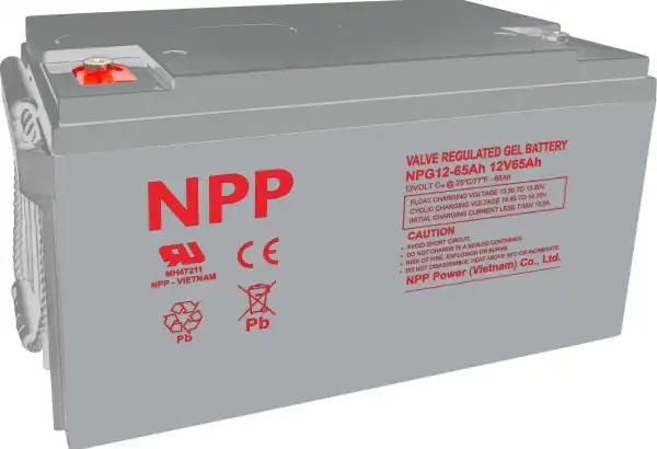 NPP NPG12V-65Ah, GEL BATTERY, C20=65AH, T14, 350*168*179*179, 18,3KG, sivi